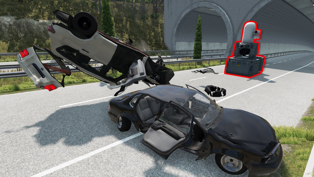 Mounted Machine Gun vs Cars - BeamNG.drive - YouTube