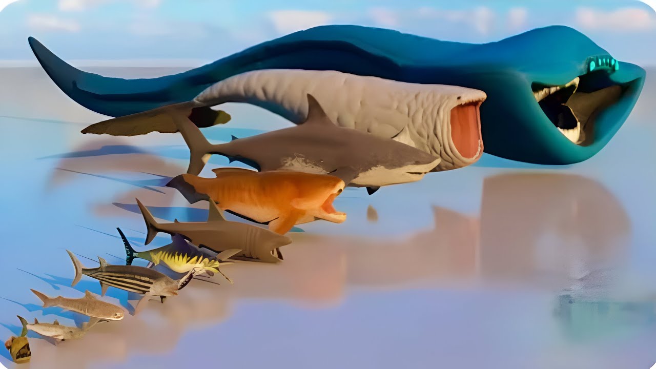 Sea Monsters 3D Size Comparison | Bloop vs Megalodon - YouTube