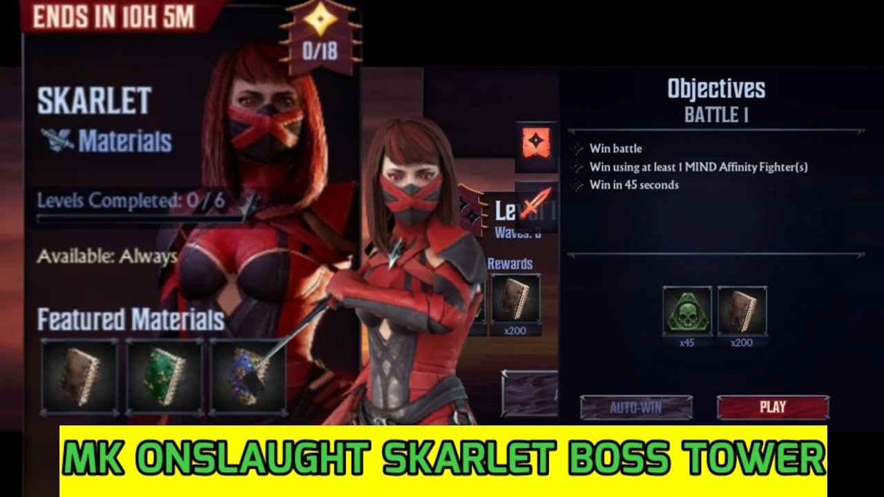 MK:Onslaught - Skarlet Boss Tower Level I-II|Gameplay|(Early Access ...