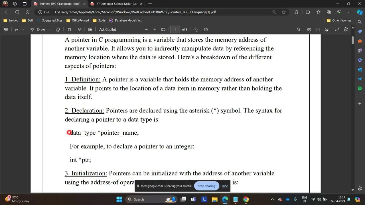 Basics of Pointer in C || definition delcaration initialization with program || Pointer ...