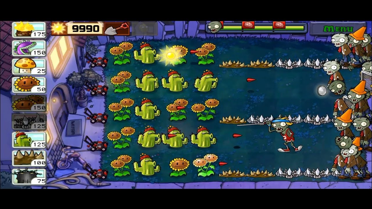 Plants vs Zombies (NIGHT) Gameplay Level 4 - YouTube