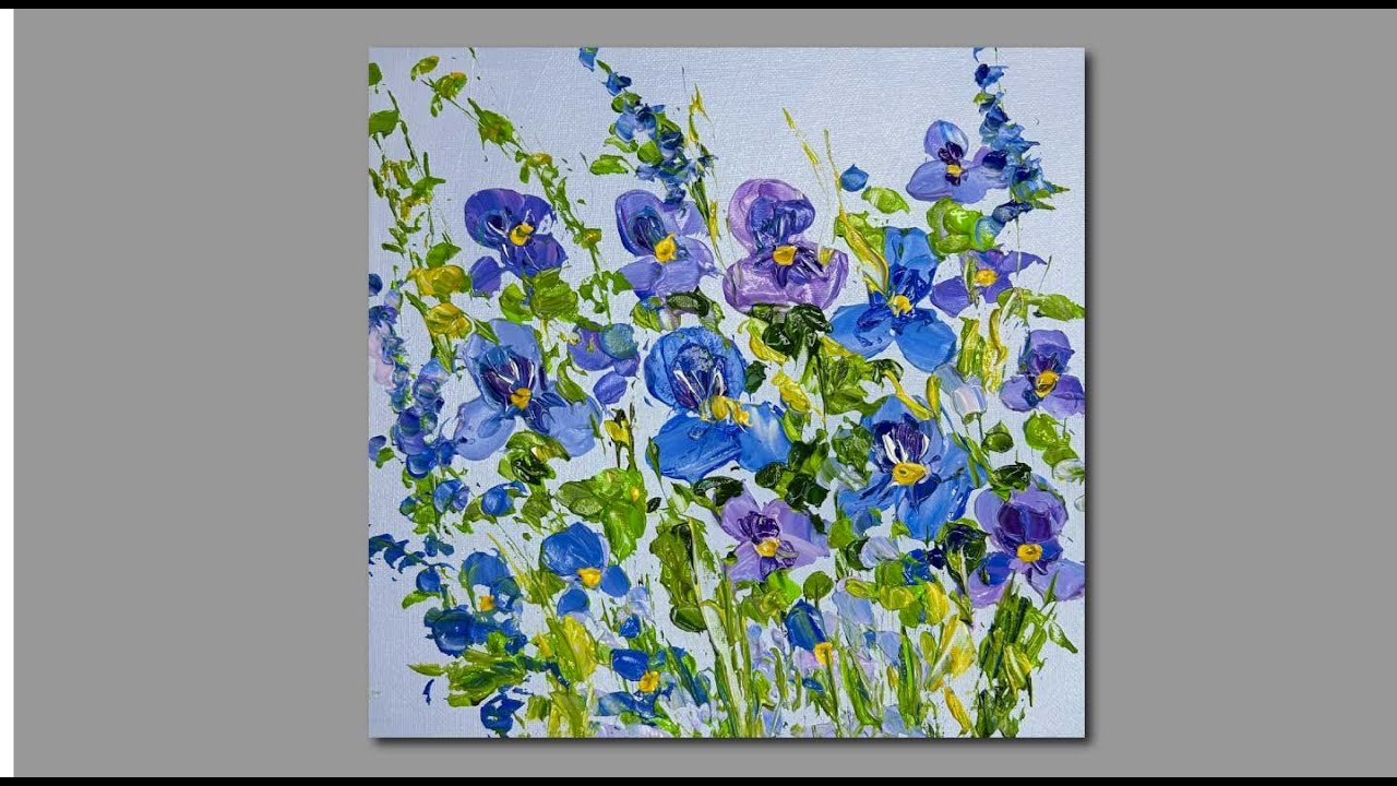 Acrylic Painting Flowers- Violets/ Palette Knife painting - YouTube