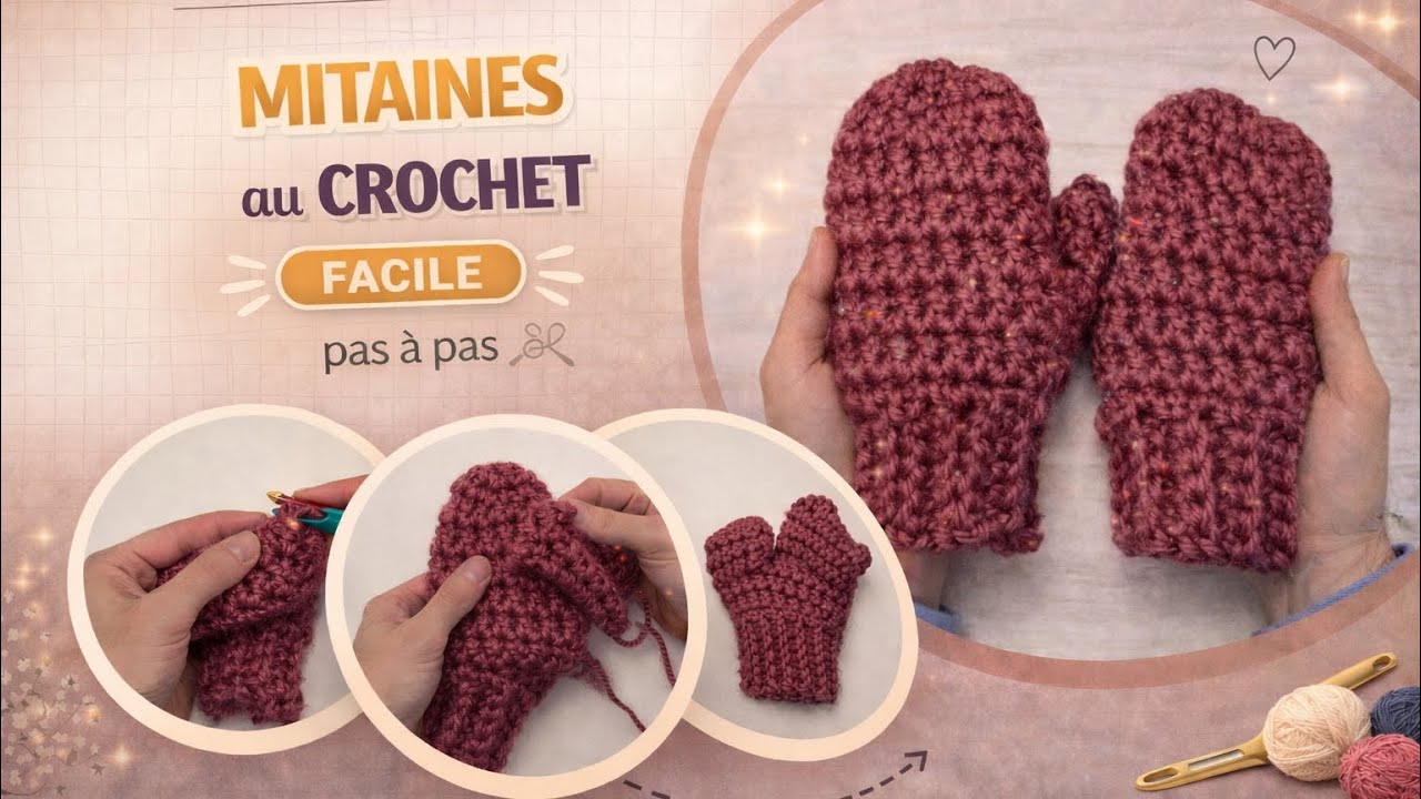 Comment faire des moufles au crochet: tuto facile et rapide en pas à ...