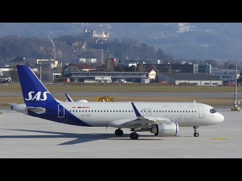 [4K] SAS Airbus 320-251N at SALZBURG Airport - YouTube