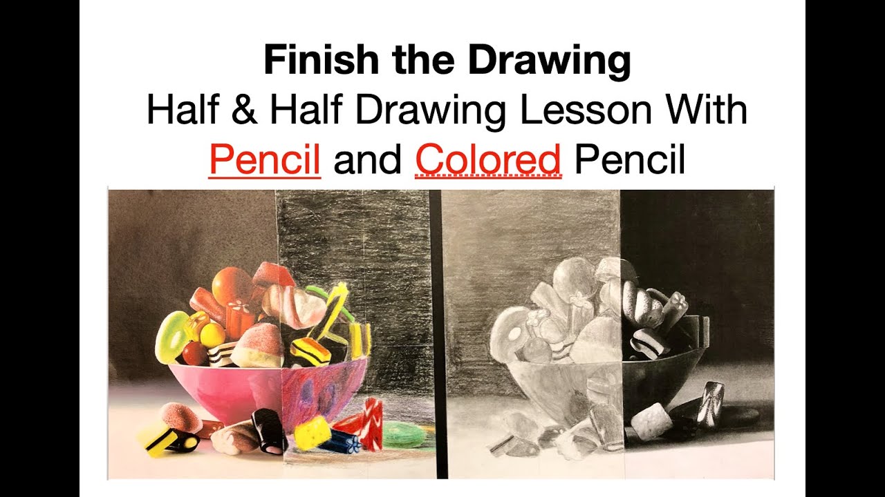 Finish the Drawing: Half & Half Drawing Lesson With Pencil and Colored ...