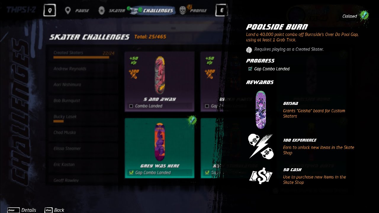 Poolside Burn Challenge THPS 1+2 (Tony Hawk's Pro Skater) Burnside ...