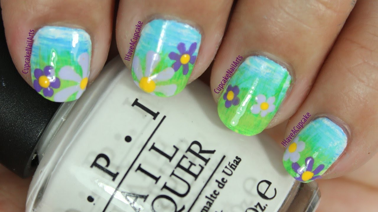 Spring Flowers Nail Art - YouTube