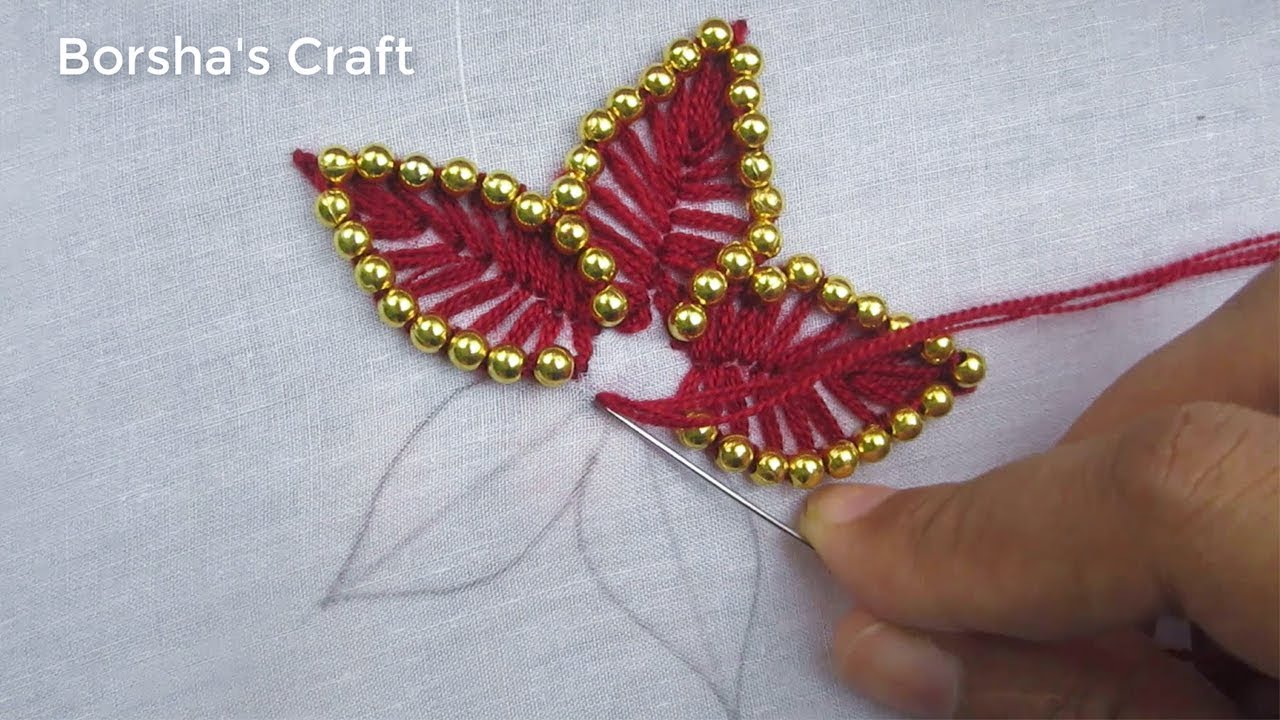 Hand Embroidery, Button Hole Flower Embroidery with Pearl, Flower ...