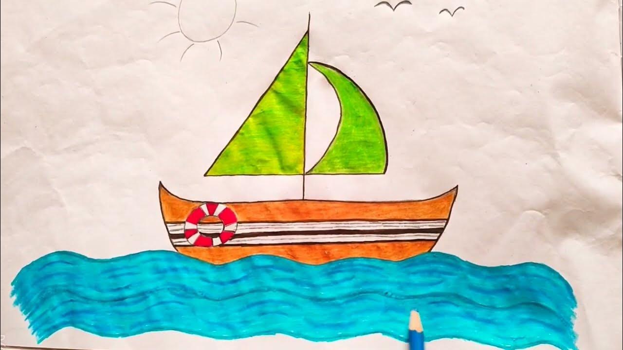 رسم سهلتعليم الرسم سهل رسم سفينةرسم مركبرسم قارب صغيررسم مركب شراعيhow To Draw A Boateasy