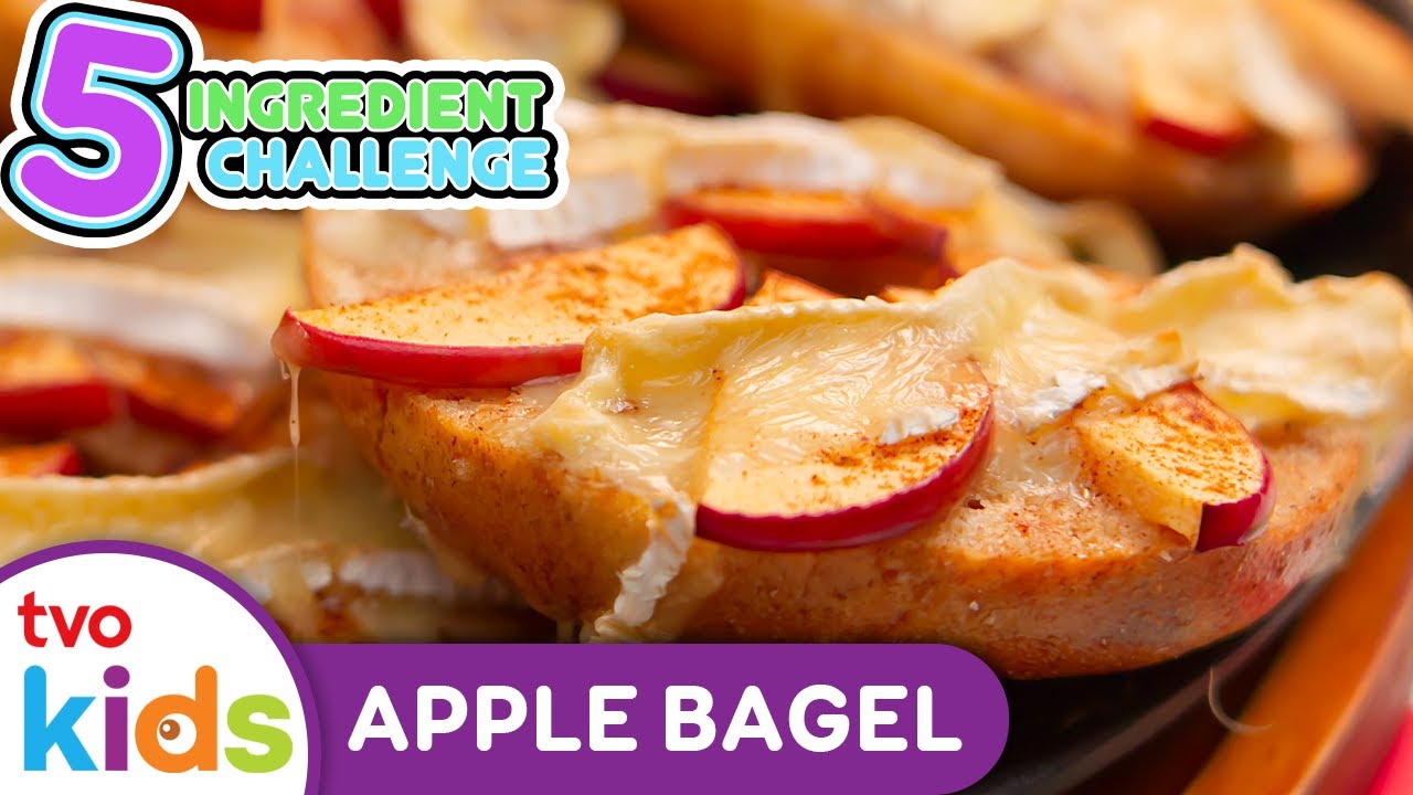 5 INGREDIENT CHALLENGE 👨‍🍳 Apple & Brie Cheese Bagel Snack 🥯 Cooking ...