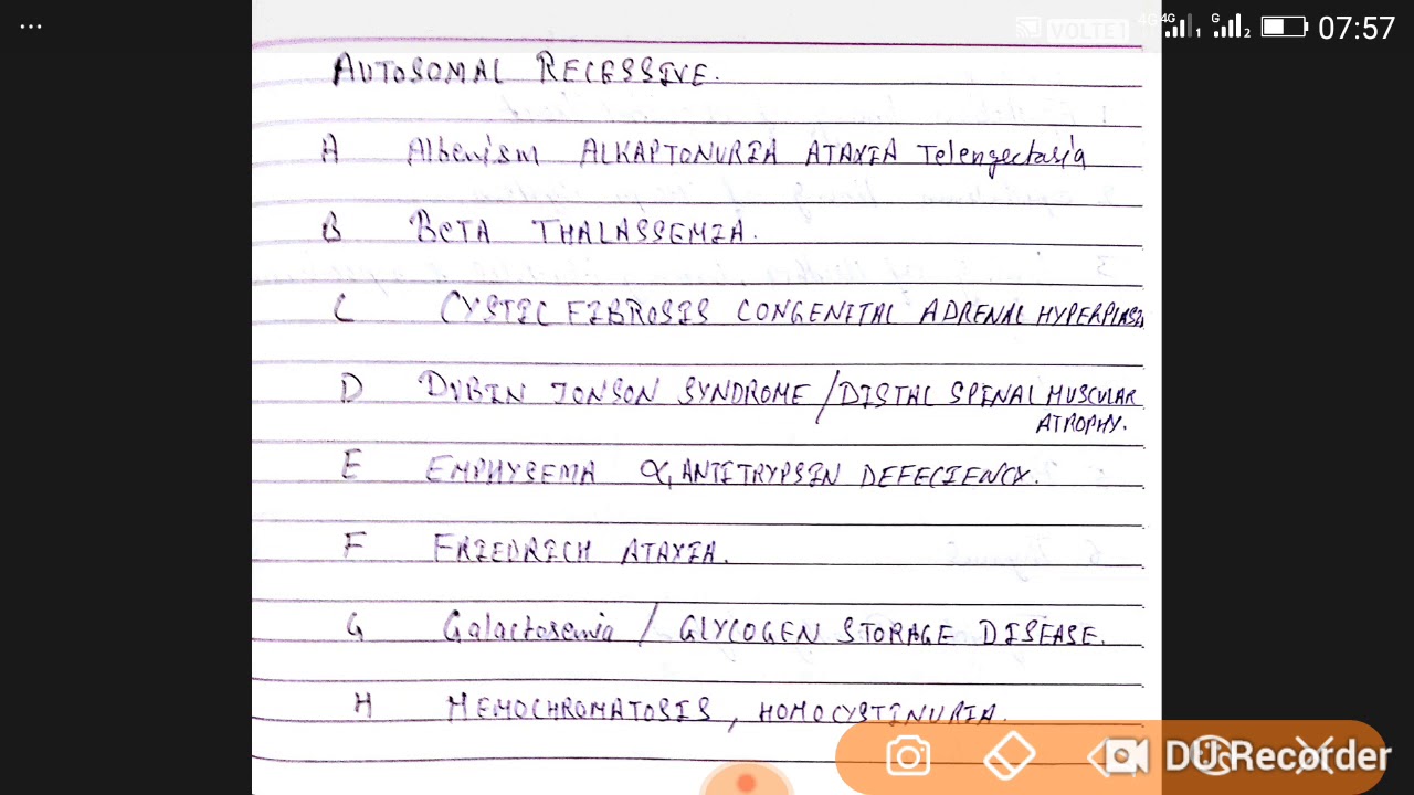 Mnemonics For Autosomal Recessive Youtube