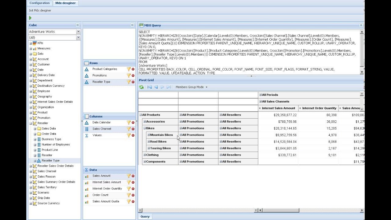 Ranet OLAP Mdx Designer on HTML5 prototype - YouTube