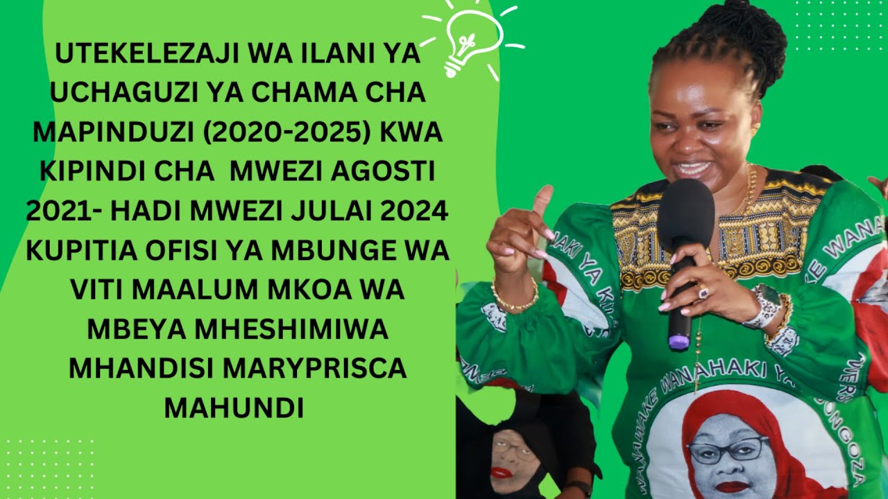 TAARIFA YA UTEKELEZAJI WA ILANI YA CCM (2020-2025) MBUNGE VITI MAALUM ...