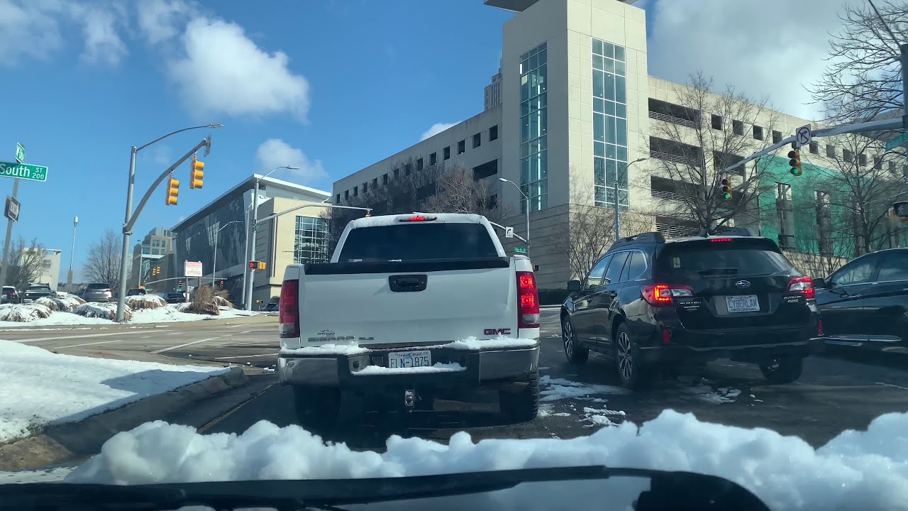 Scenic Drive in the Snow on a Sunny Day - Downtown Raleigh, North ...