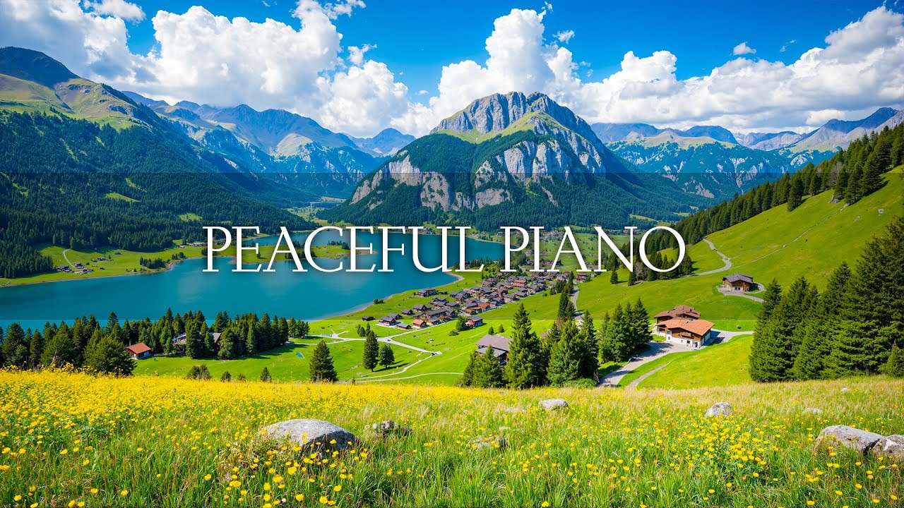 Peaceful Mountain Lake Piano Music - Serene Nature Scenery, Relaxing ...