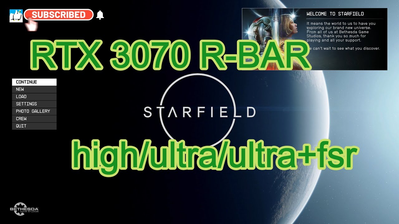 starfield RTX3070 R-BAR / HIGH / ULTRA / ULTRA FSR - YouTube