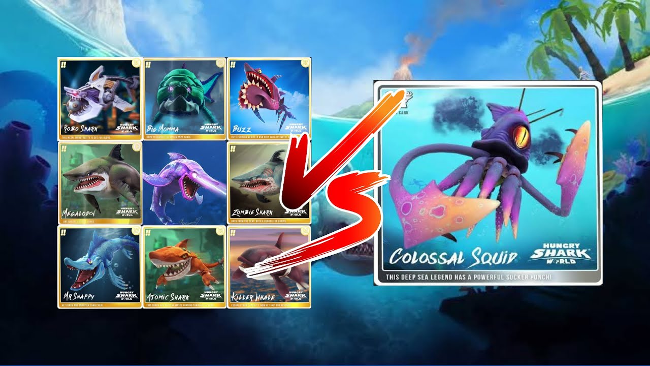 All !! Sharks vs Colossal Squid Boss | Hungry Shark World ...