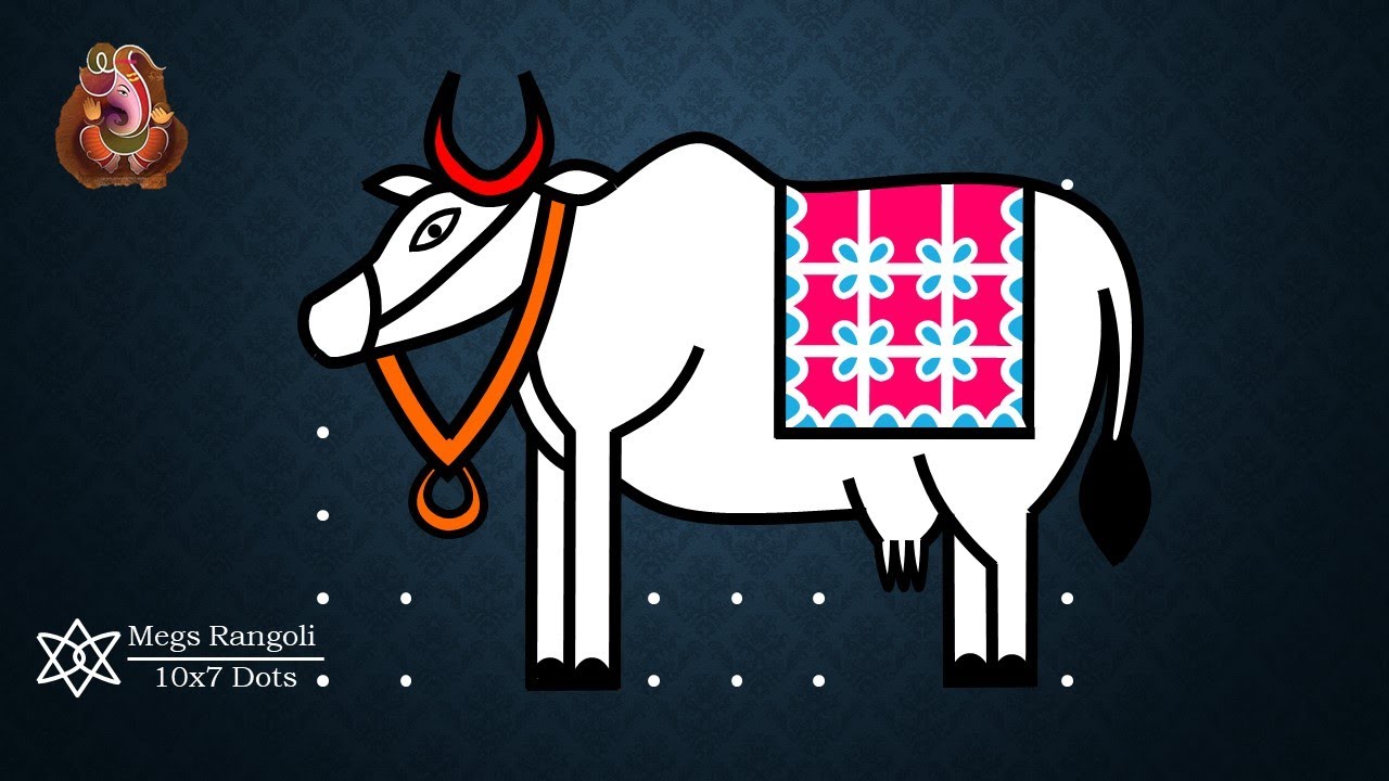 How to draw mattu kolam | Cow rangoli | sankranthi muggulu | mattu ...
