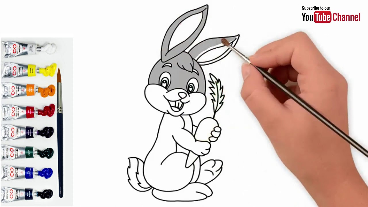 How to draw Rabit? Draw a Rabbit and Coloring - YouTube