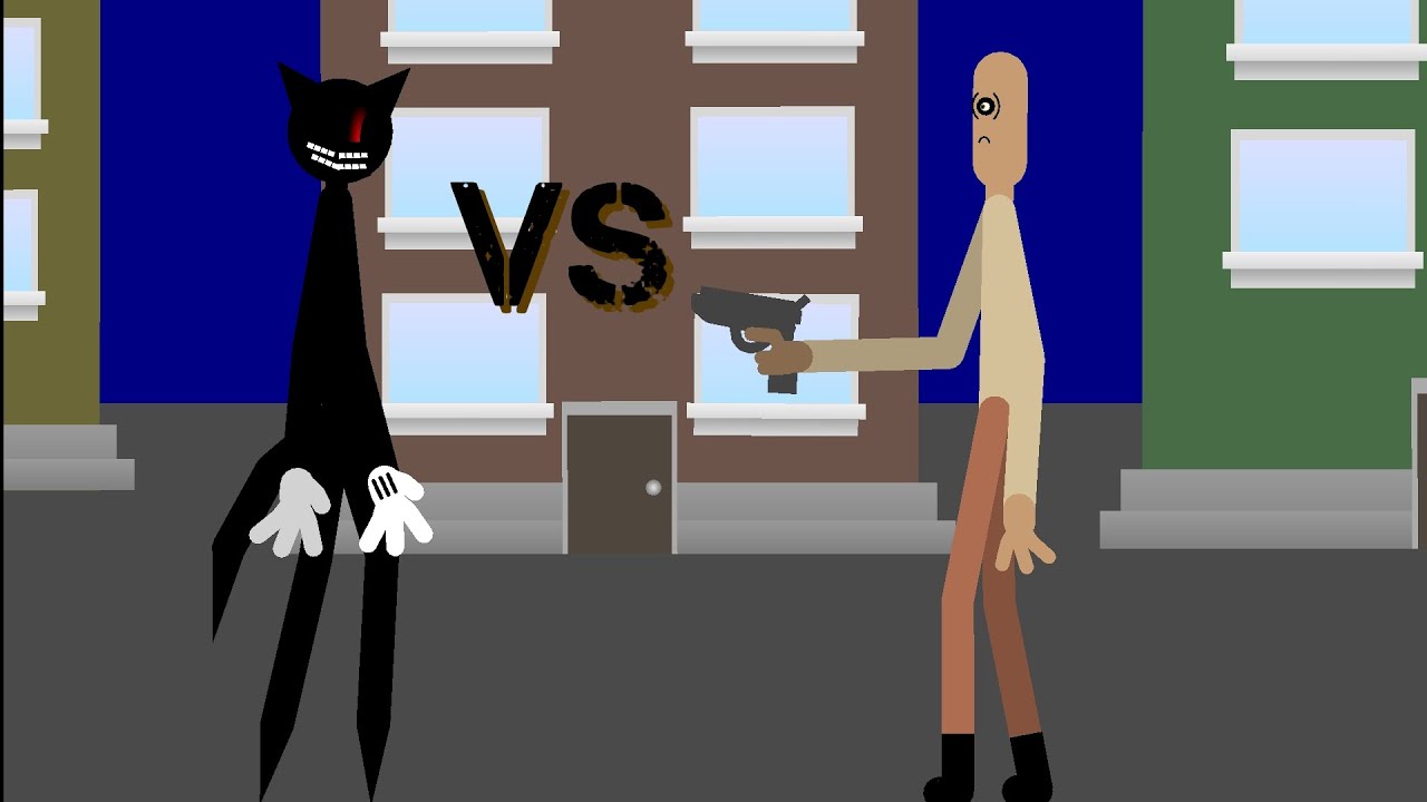 cartoon cat vs First Exit (Trevor Henderson 🆚 leovincible) (stick nodes ...