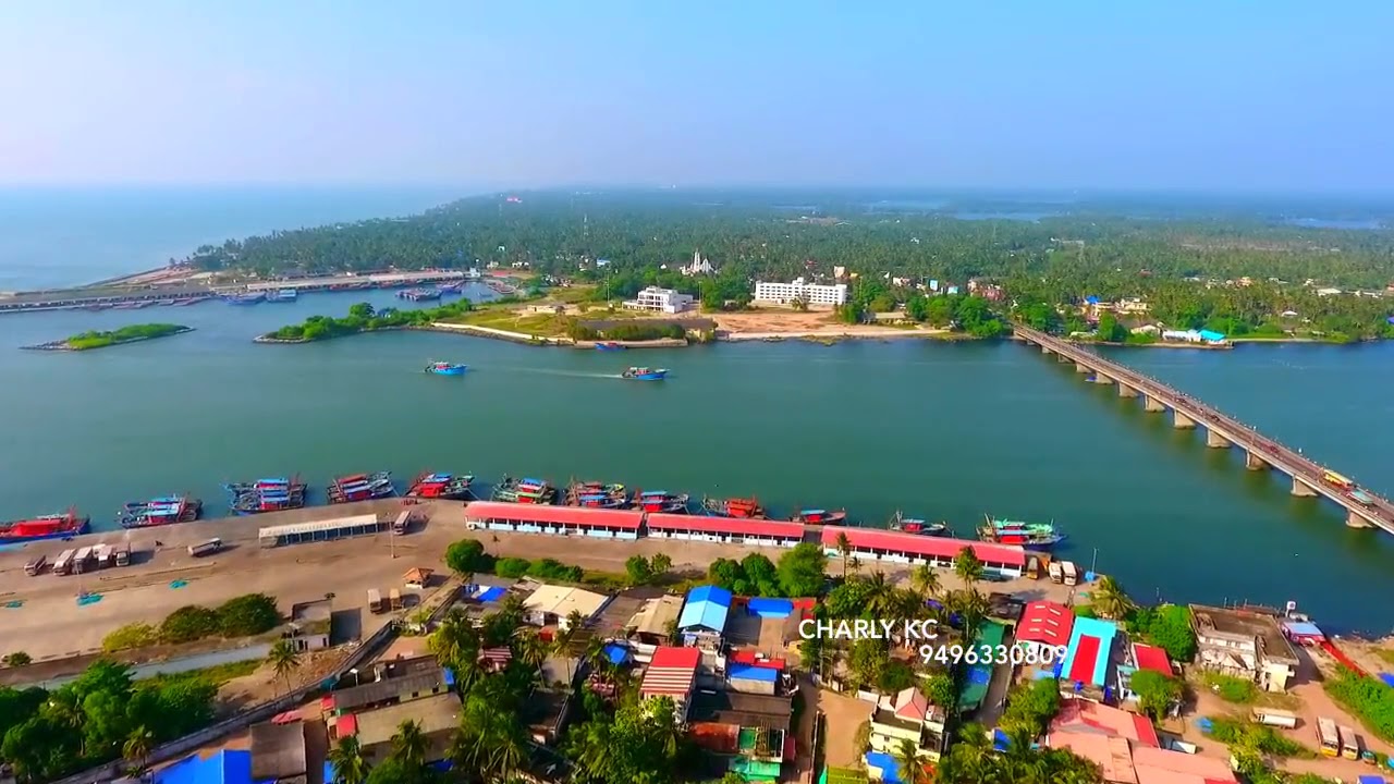 Kollam FishingHarbor Neendakara Skyview - YouTube