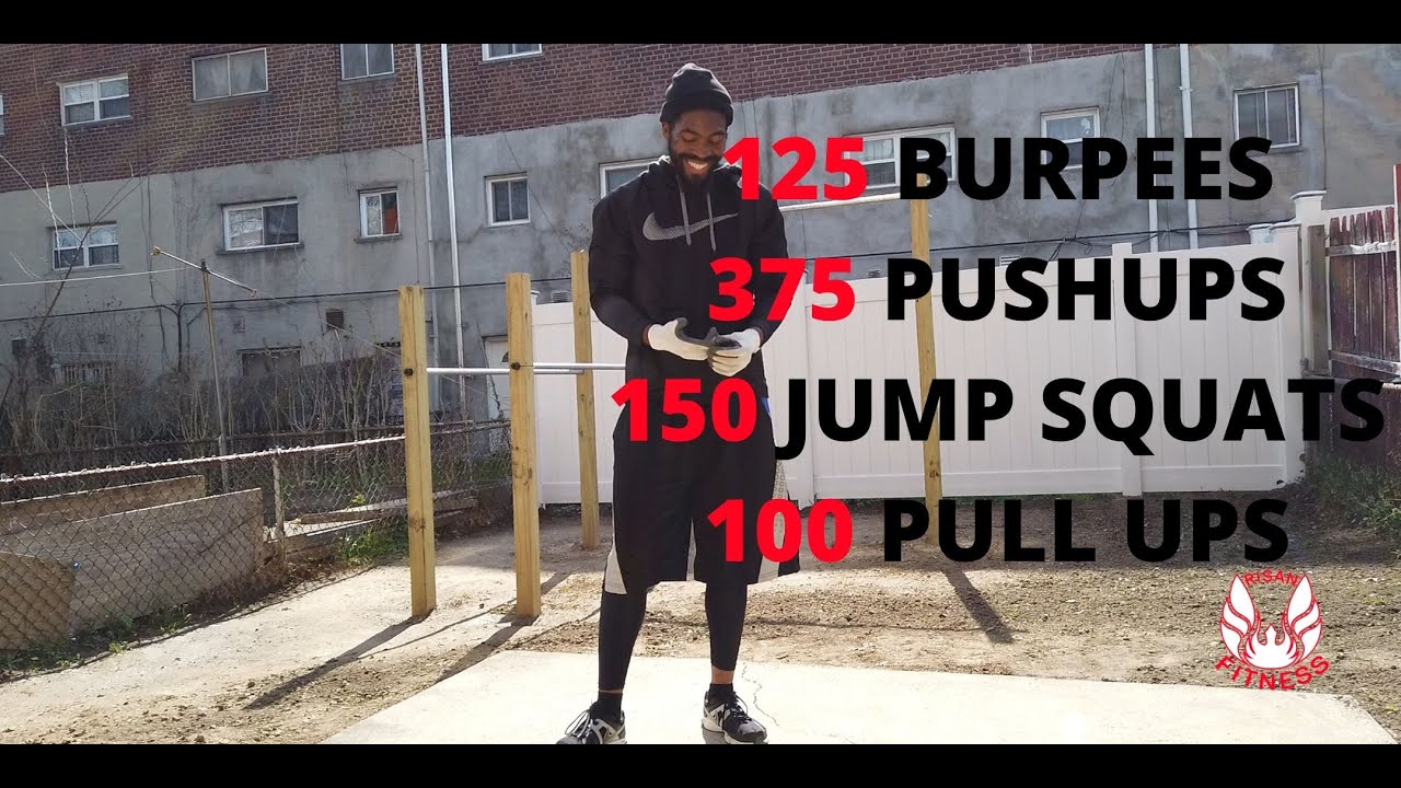 125 Burpees (375 Pushups 150 Jump Squats 100 Pullups) 625 Reps! - YouTube