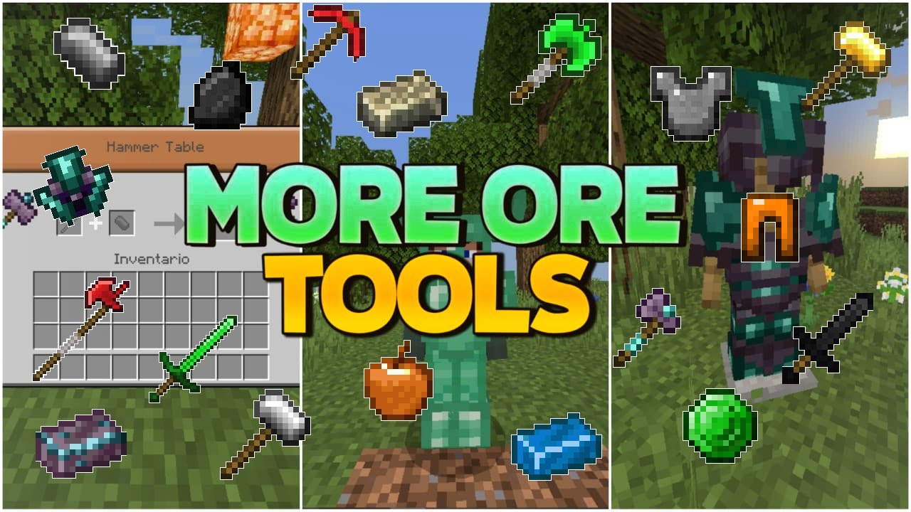📢MORE ORES TOOLS ADDON V6.8 para MINECRAFT BEDROCK MAS Minerales ...
