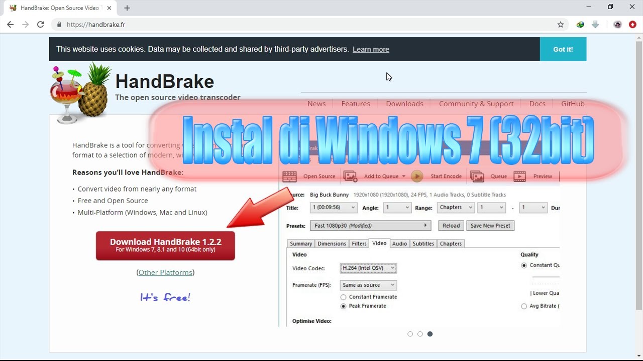 Cara menginstal program Handbrake di PC/Laptop dengan OS Win 7 (32 bit ...