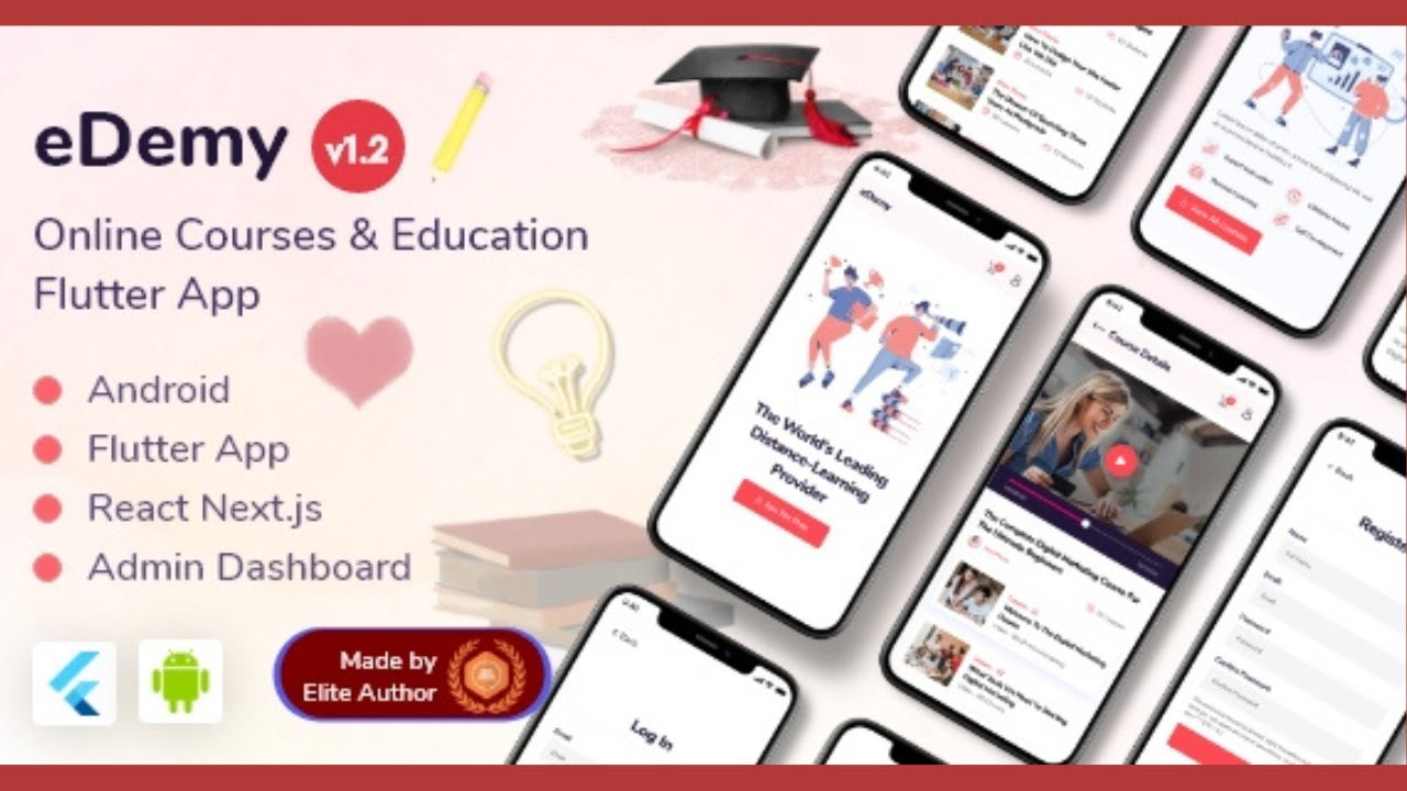 eDemy - LMS Education & Online Courses Flutter App + React Next ...