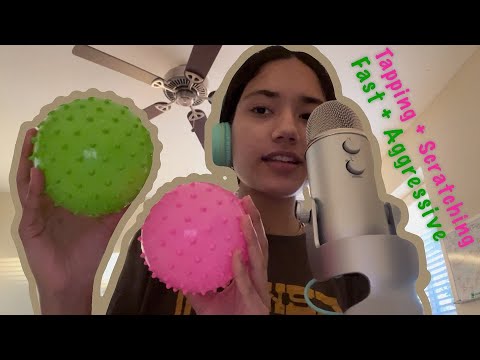 ASMR fast aggressive & chaotic tapping/scratching on random objects | w/ hand/mouth sounds ...