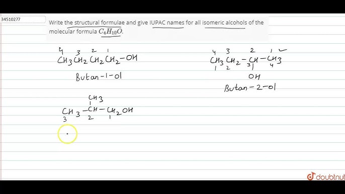 What Are Structures And Names Of C4h10o