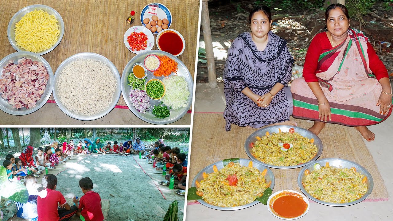 Chicken Veg Noodles Cooking Recipe by Village Food Life - YouTube