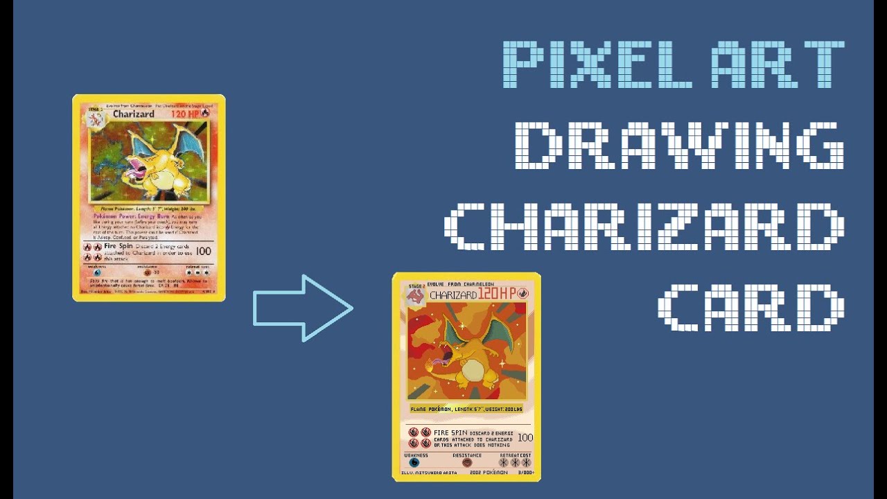 Pixel Art Tips Drawing a Charizard Card Pokemon Art - YouTube