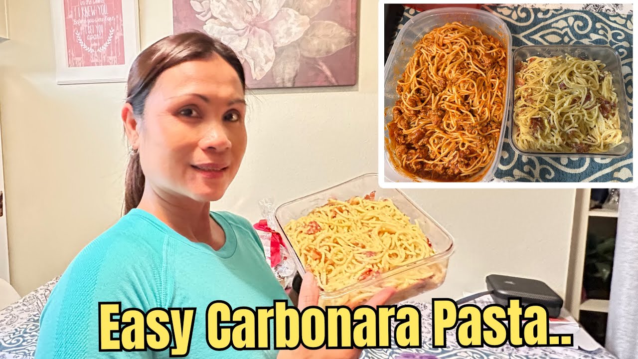 Cooking Carbonara Pasta | Spaghetti with Marinara Sauce with ground ...