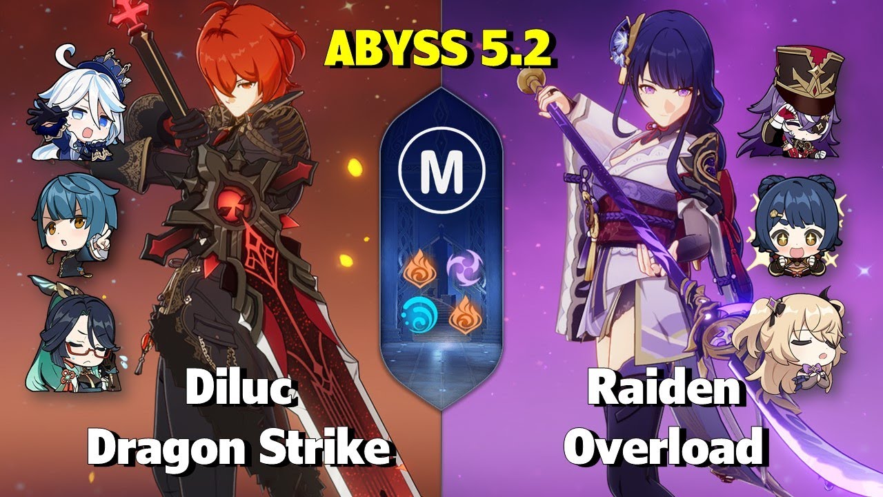 C5 Diluc ragon Strike & C2 Raiden Overload - 5.2 Abyss - Floor 12 9 ...