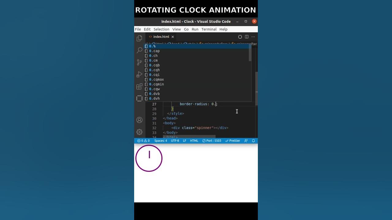 Rotating Clock Animation With Html Css Css Cssanimation Youtube 