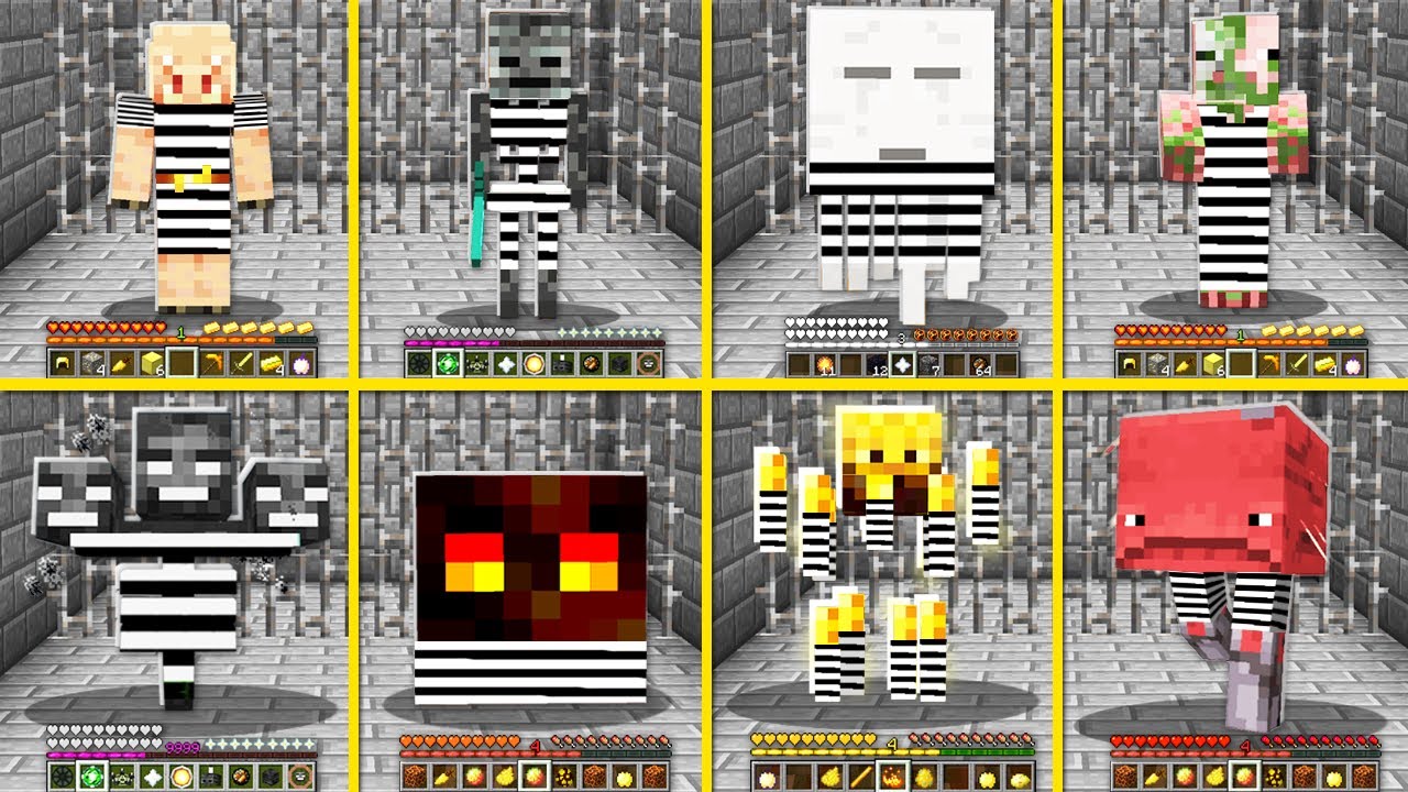 MINECRAFT HOW TO PLAY PRISON MOBS - GHAST WITHER BLAZE SKELETON PIGMAN ...