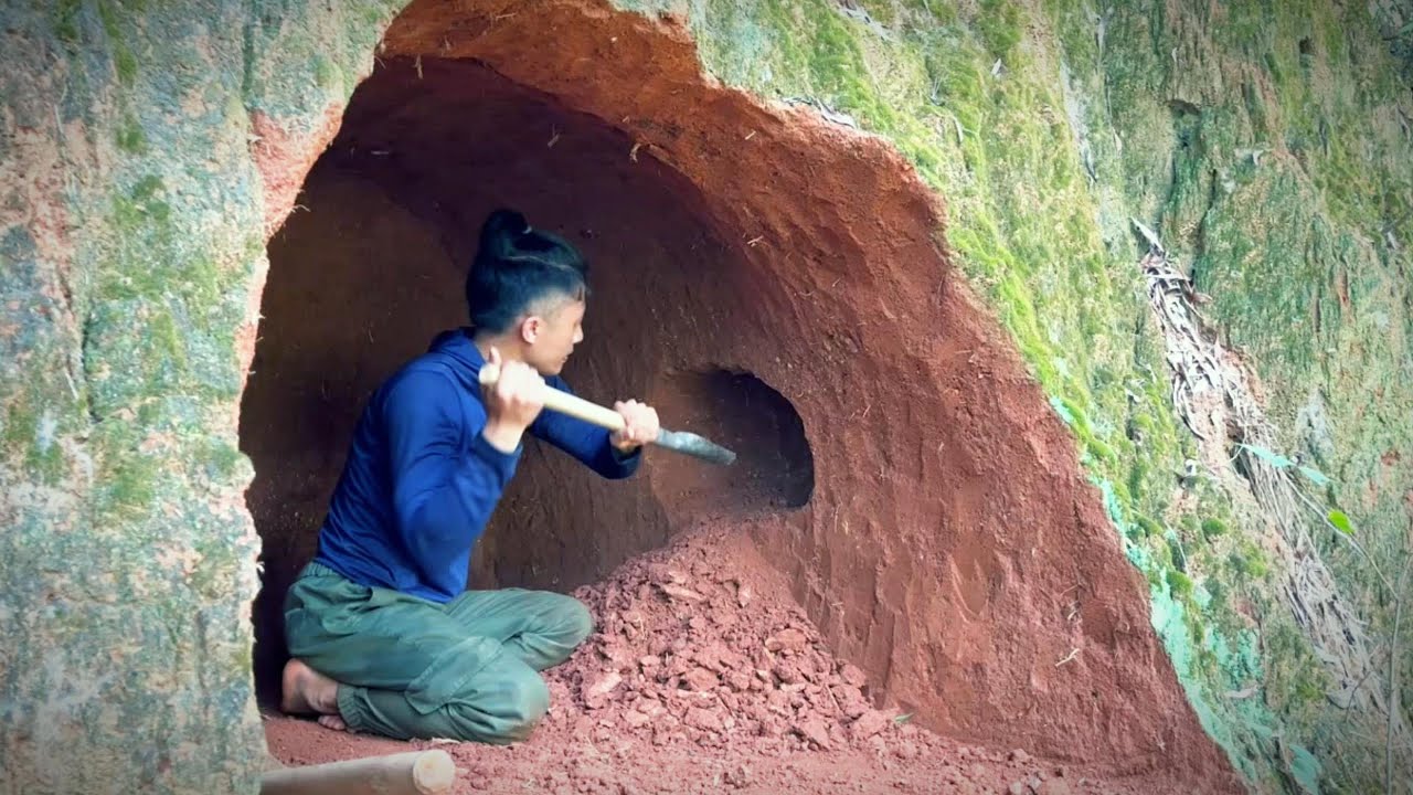 DIG A TUNNEL TO MAKE A RESTING PLACE IN THE TROPICAL FOREST - PART 1 ...