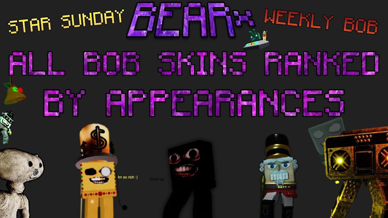 Roblox BEAR* - All B.O.B. Skins ranked by Apperances! (From Weekly B.O ...