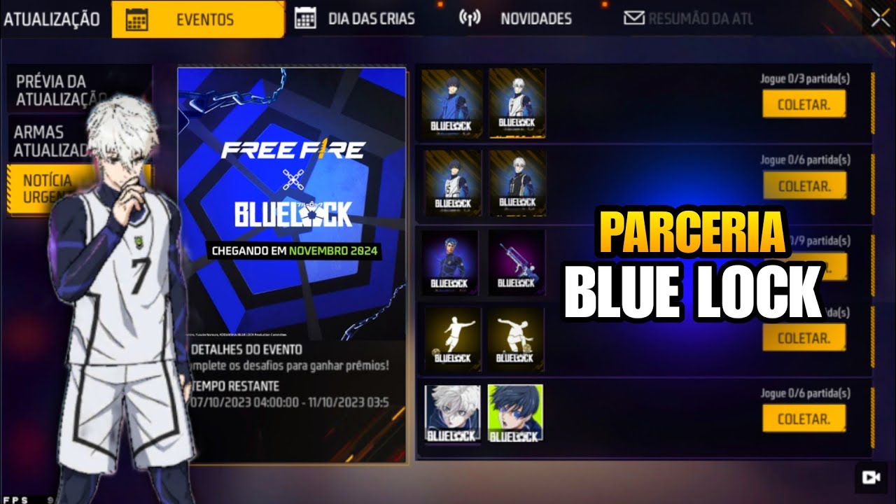 NOVAS SKINS FF X BLUE LOCK, TODOS OS ITENS DA PARCERIA E MAIS NOVIDADES ...