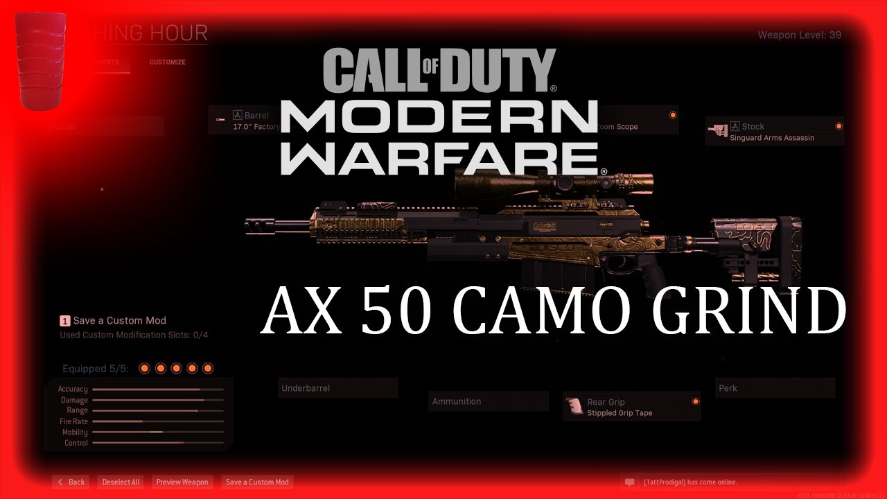 Modern Warfare Camo Grind to Damascus AX 50 - YouTube