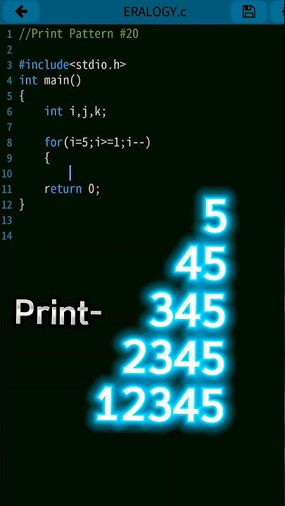 Print Pattern in C | c programming |20| #c #pattern #code #coding #problem @Eralogy - YouTube
