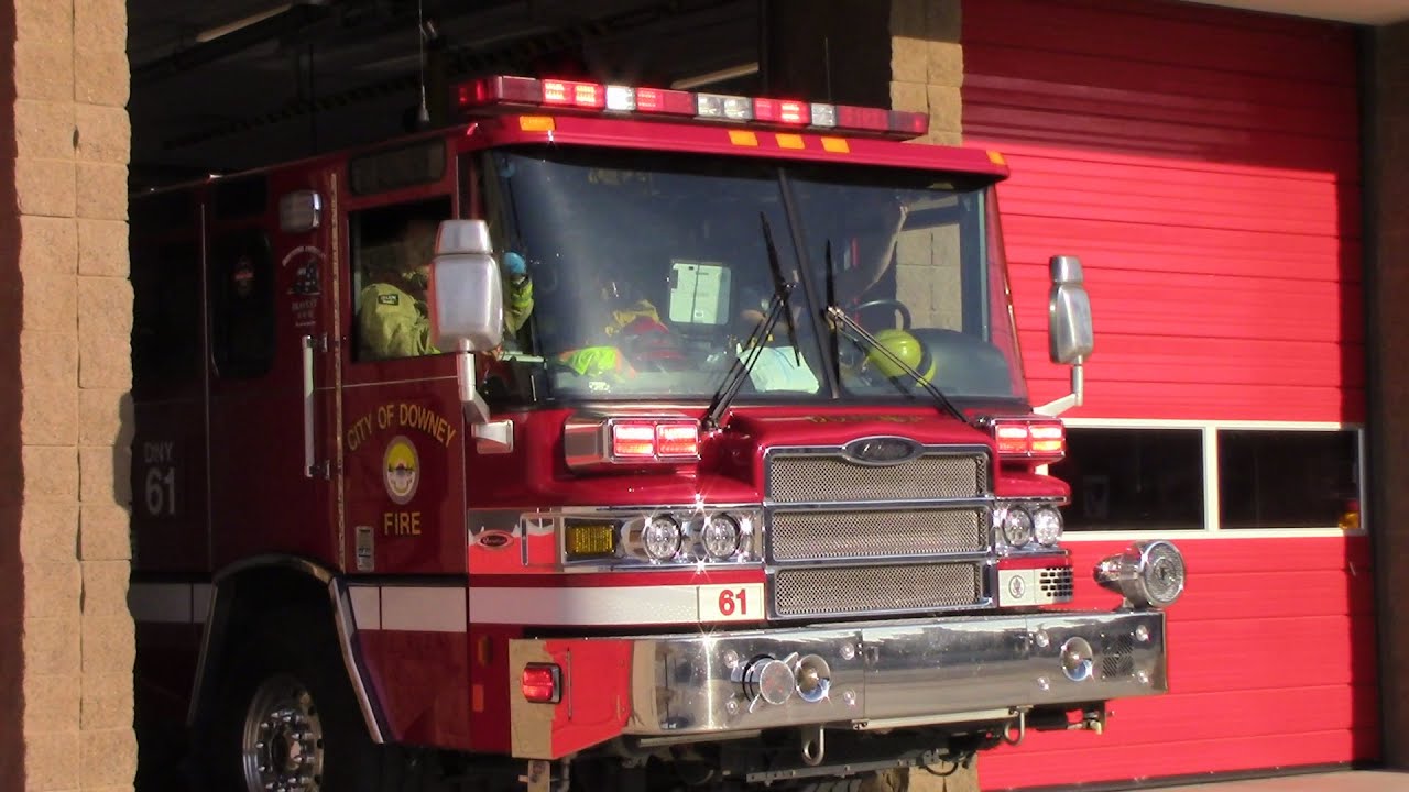 Downey Fire Dept. Engine 61 Responding - YouTube