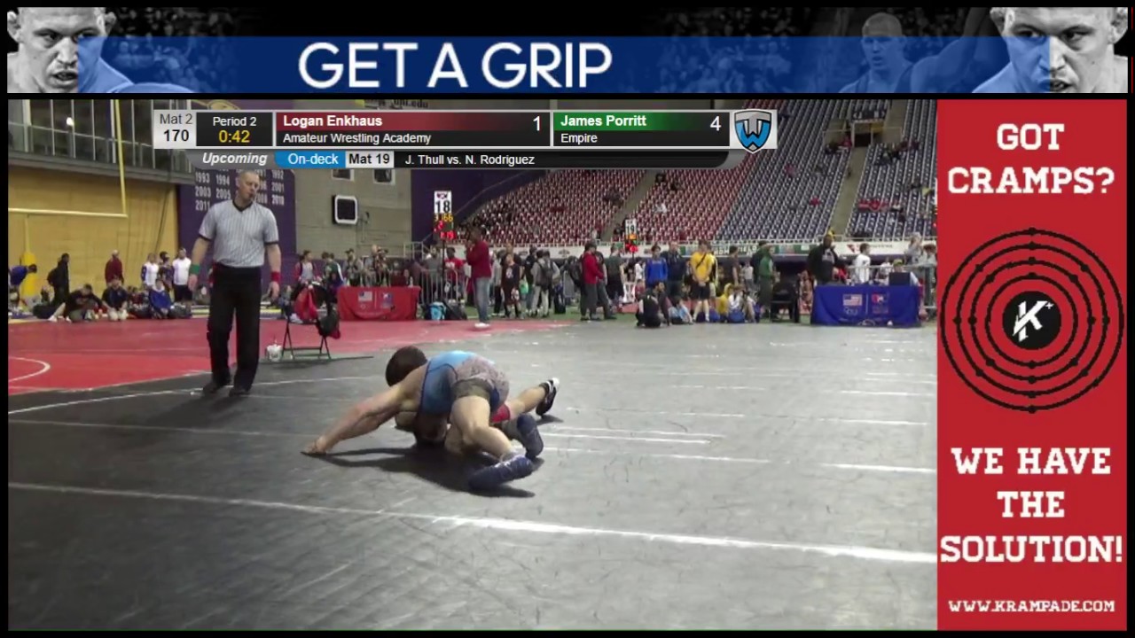 1171 Junior 170 Mat 2 Logan Enkhaus Amateur Wrestling Academy vs James ...