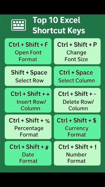 Top 10 Excel Keys Boost Your Speed! #excel #excelshortcuts #shorts - YouTube