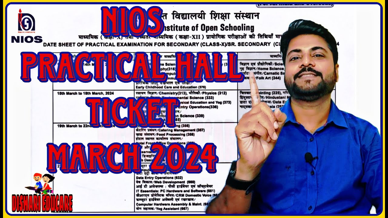 Nios Practical Exam final Date sheet March 2024/Nios Practical Hall ...