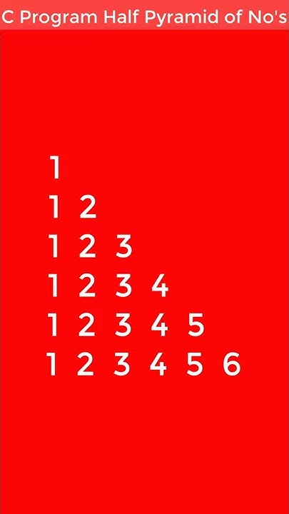 C Program Half Pyramid of Numbers | Right Triangle Numbers Pattern #shorts - YouTube