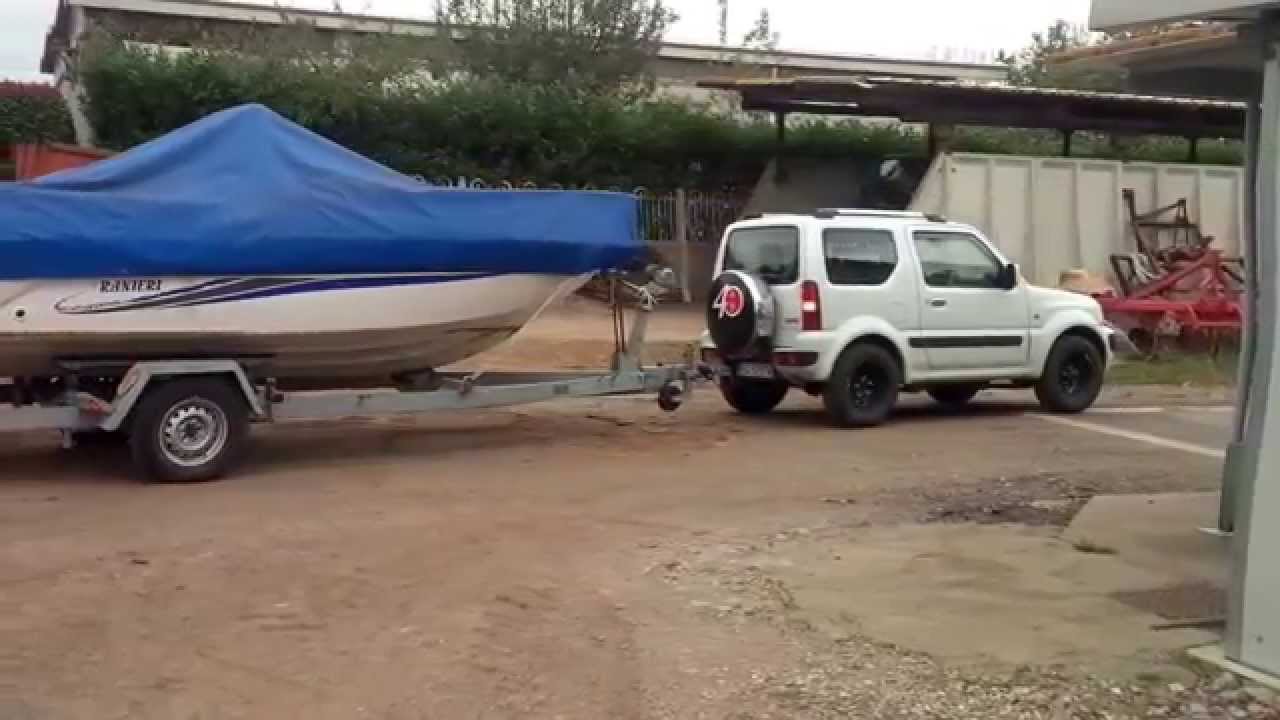 Suzuki jimny traino carrello barca - YouTube