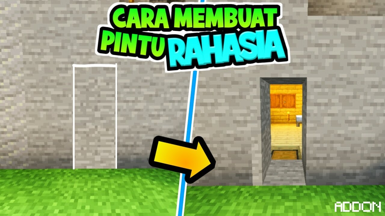 CARA MEMBUAT PINTU RAHASIA DI MINECRAFT PE || Addon Camouflage Doors ...