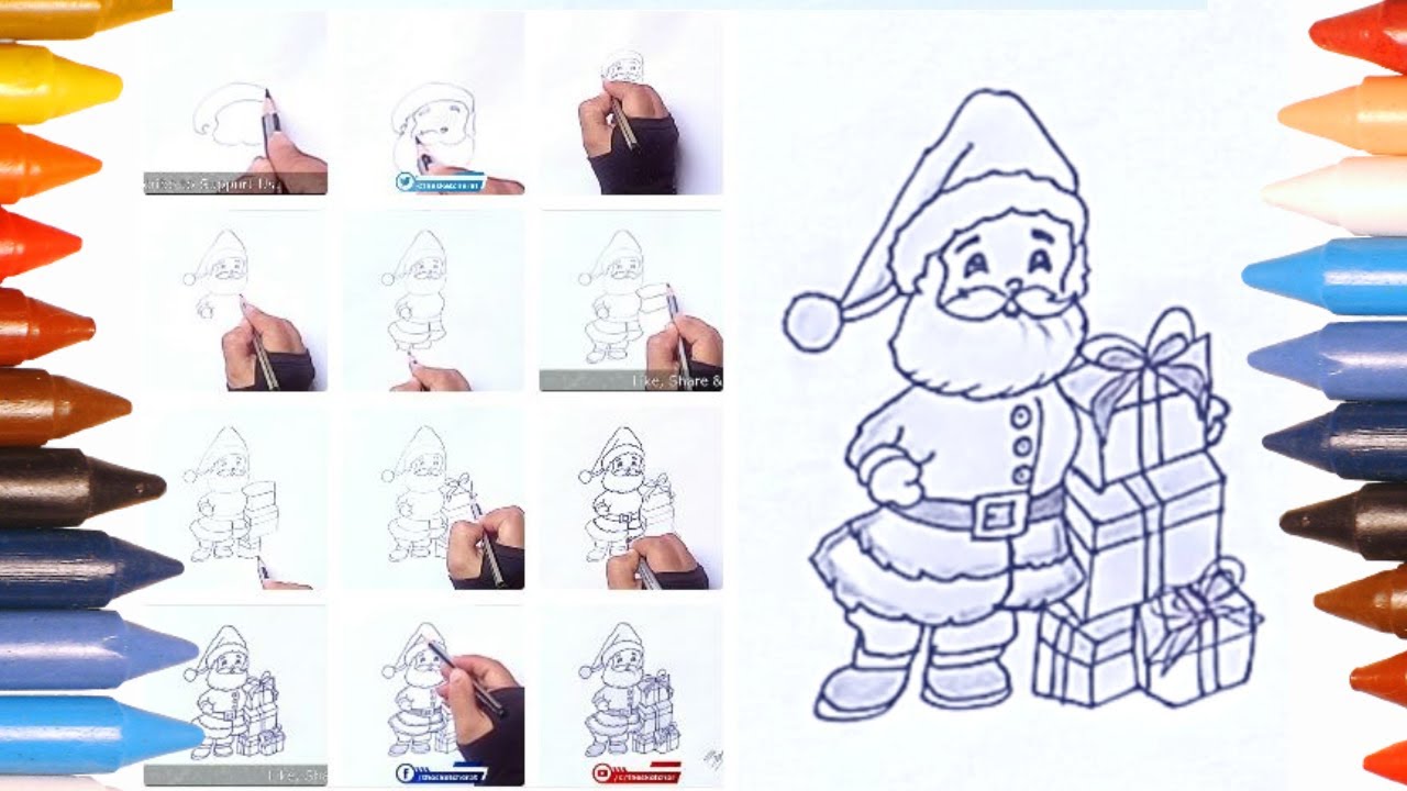 Christmas Drawing | Santa Claus Drawing | How to draw santa claus 🎅🎅🎅 ...